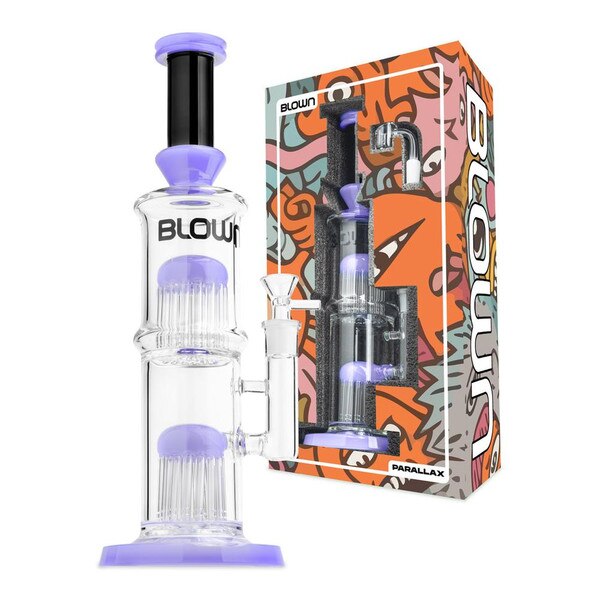 BLOWN Glass Goods PARALLAX Water Pipe - Purple - 14" Direct Inject ...
