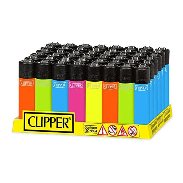 Clipper Lighter - Assorted Solid Colors - 48ct Tray